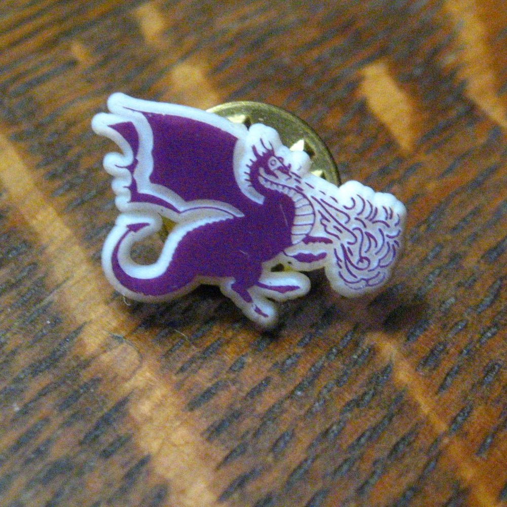 Fire Breathing Dragon Vintage Lapel Pin - Gem